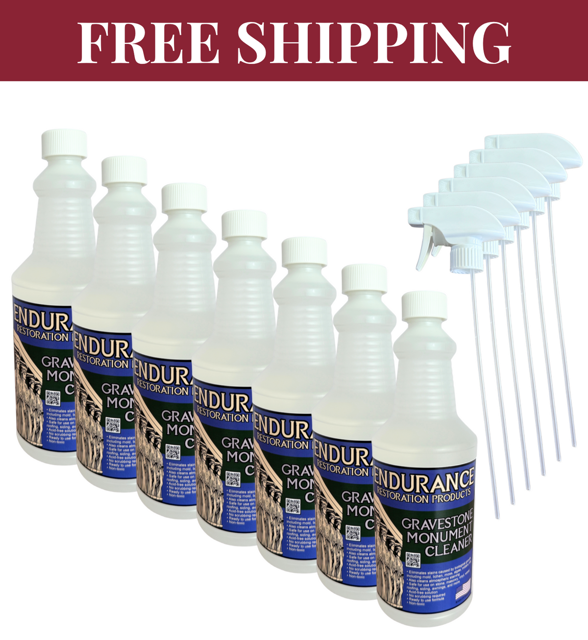 Endurance Gravestone & Monument Cleaner - 6 Quart Case (Spray Bottles ...