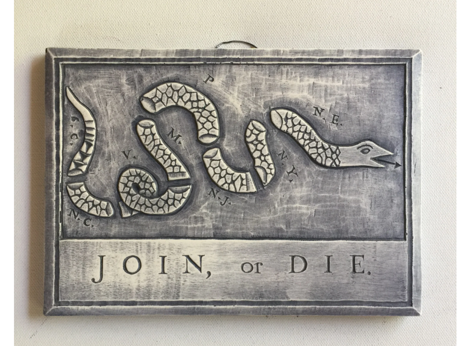 Join or Die Plaster Casting (1750’s Benjamin Franklin Cartoon) — Atlas ...