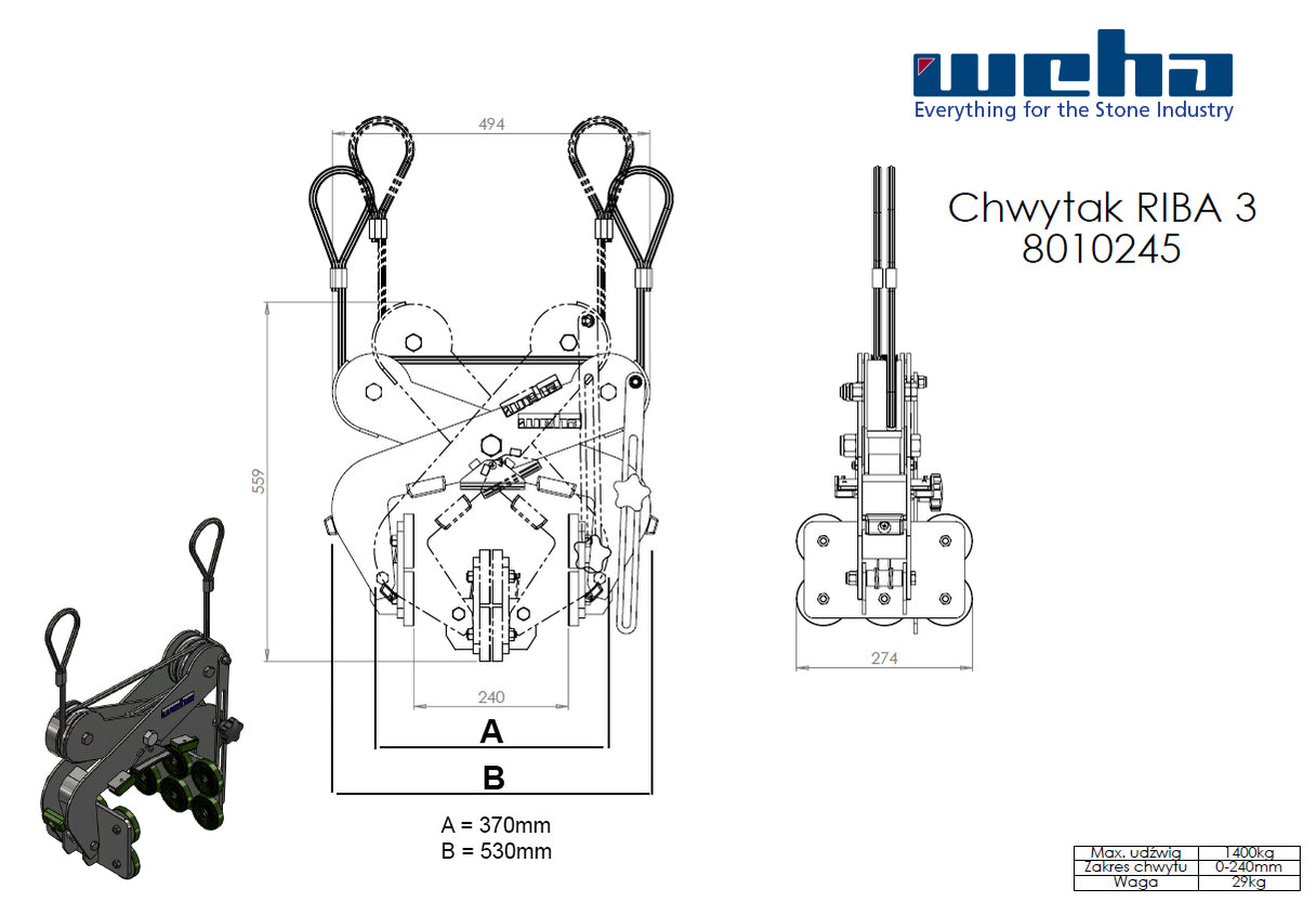 Weha Riba 3 Horizontal/Vertical Scissor Lifter 0-11" 3087 lb Capacity ...