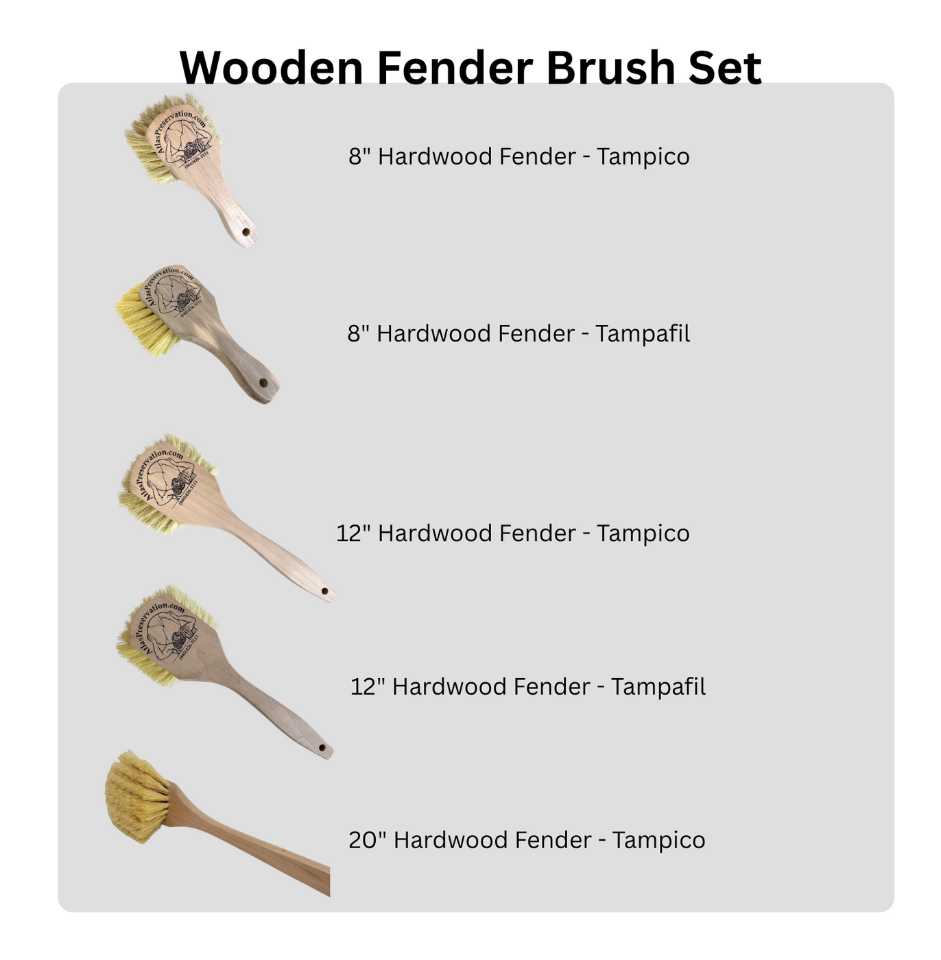 Wooden Fender Brush Set — Atlas Preservation